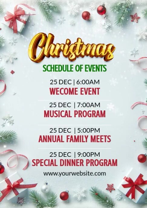 Copy of List-based Christmas Event Schedule Template A4 | PosterMyWall