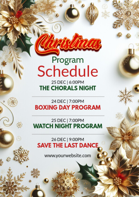 List-based Christmas Event Schedule Template A4 | PosterMyWall