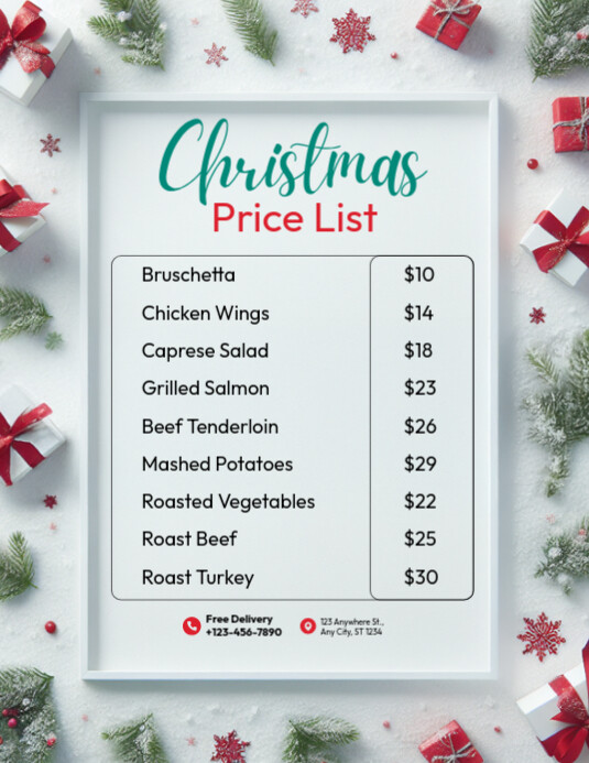 List-based Christmas Price A4 Template | PosterMyWall