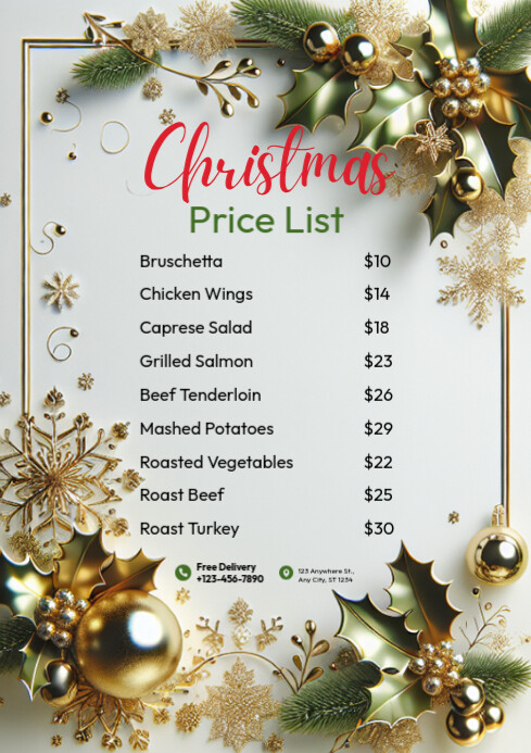 List-based Christmas Price A4 Template | PosterMyWall