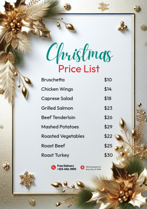 List-based Christmas Price A4 Template | PosterMyWall