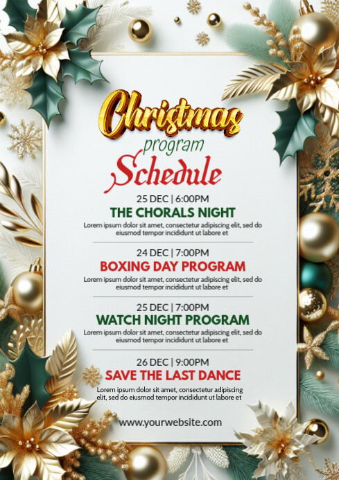 List-based Christmas Program Schedule Template A4 | PosterMyWall