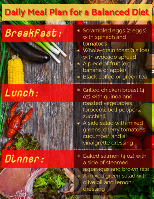 Modèle List-based Daily Meal Plan For A Balanced Die | PosterMyWall