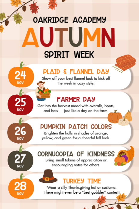 Plantilla de List-based Fall Spirit Week Poster | PosterMyWall