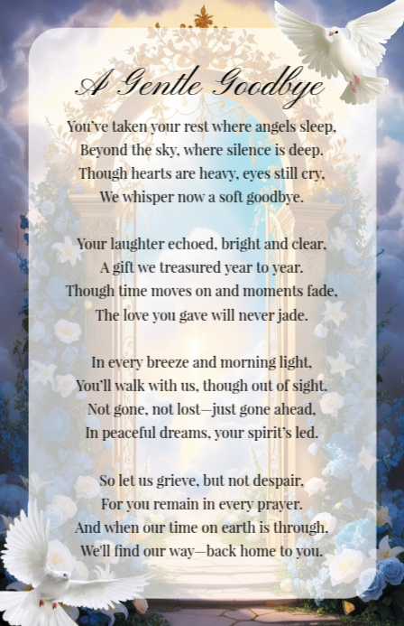 List-based Funeral Poem Half Page Wide Template | PosterMyWall