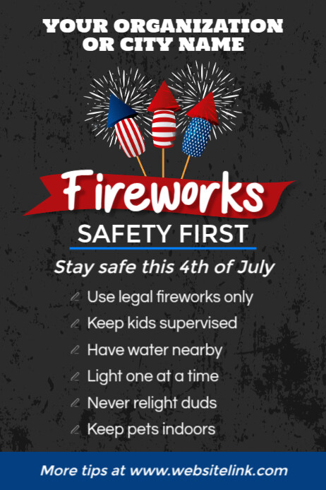Copy of List-based Grey 4th of July Fireworks Safety Poster | PosterMyWall