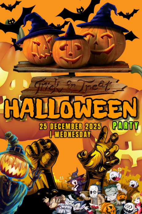 List-based Halloween Trick Or Treat Poster Template | PosterMyWall