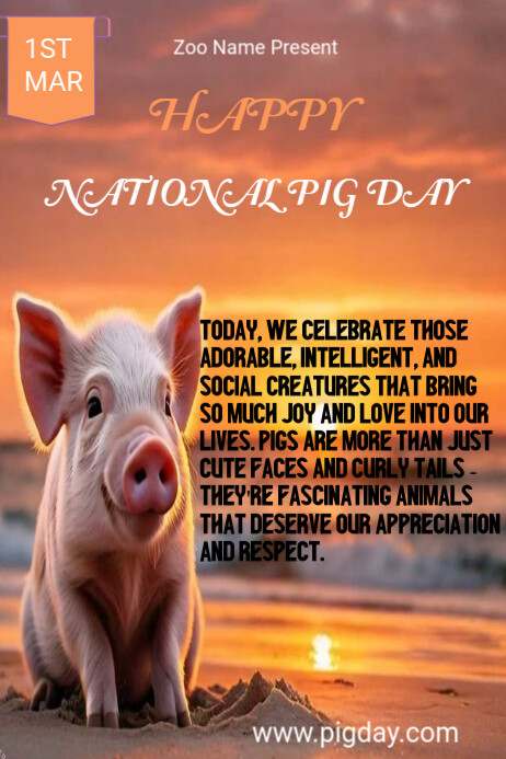 List-based Happy National Pig Day Poster Template | PosterMyWall