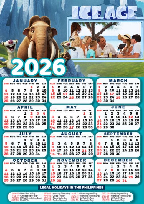 List-based Ice Age Calendar Template | PosterMyWall