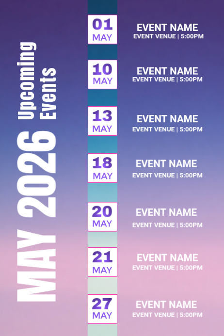 List-based February Upcoming Events Poster Template | PosterMyWall