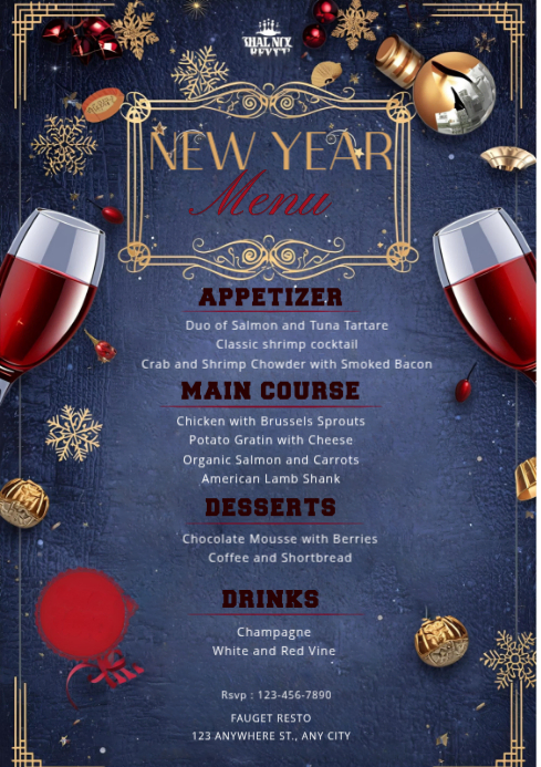 List-based New Year Menu A4 Template | PosterMyWall