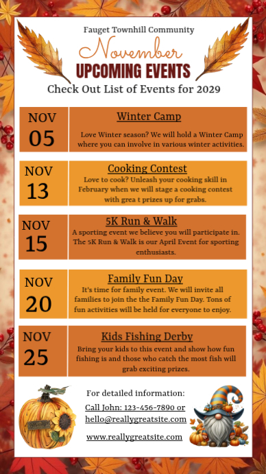 Copy of List-based November Upcoming Event Schedule Instagram Story ...