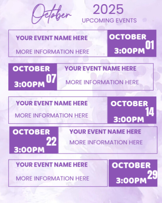 Copy of List-based October Upcoming Events Calendar Instagram Portrait ...