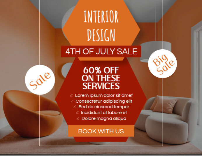 Modèle List-based Orange Interior Design Sale Flyer | PosterMyWall