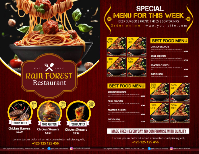 Copy of List-based Restaurant Food Menu Flyer (us Letter) | PosterMyWall