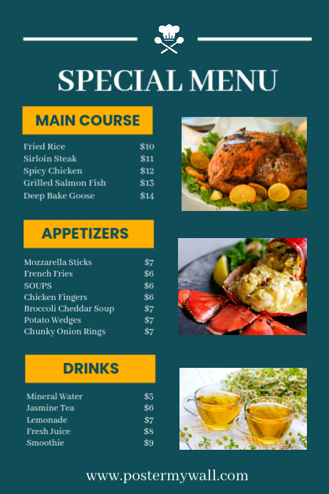 Copy of List-based Restaurant Food Menu Poster | PosterMyWall