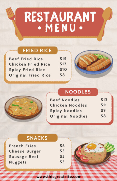 List-based Restaurant Menu Tabloid Template | PosterMyWall