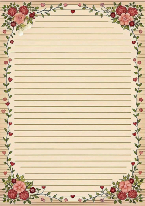 Plantilla de List-based Rustic Floral Border Lined Letter Paper A4 ...