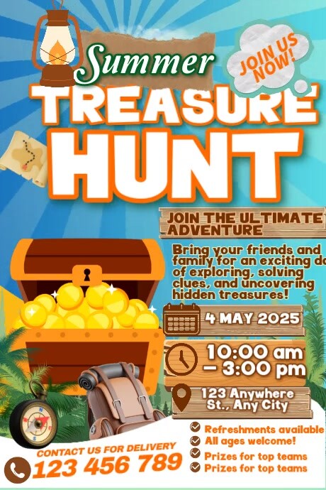 List-based Summer Treasure Poster Template | PosterMyWall