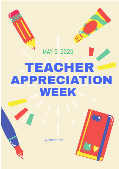 Plantilla de List-based Teacher Appreciation Week A4 | PosterMyWall