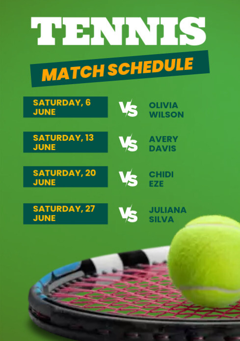 Copy of List-based Tennis Match Schedule A4 | PosterMyWall