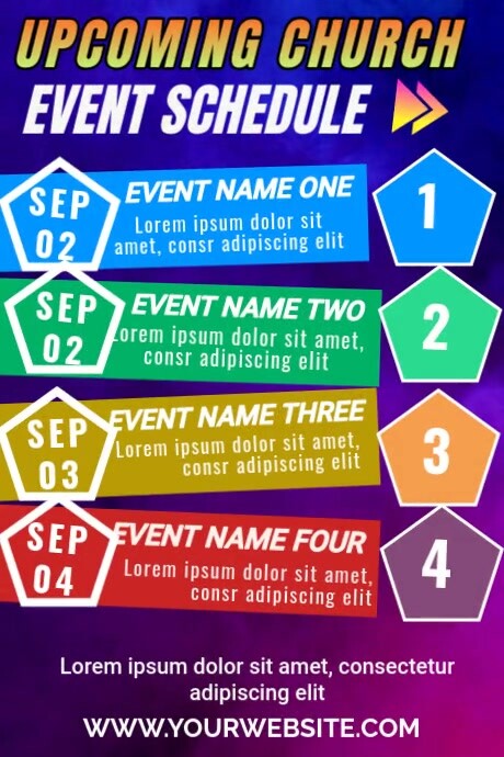 List-based Upcoming Church Schedule Ad Poster Template | PosterMyWall