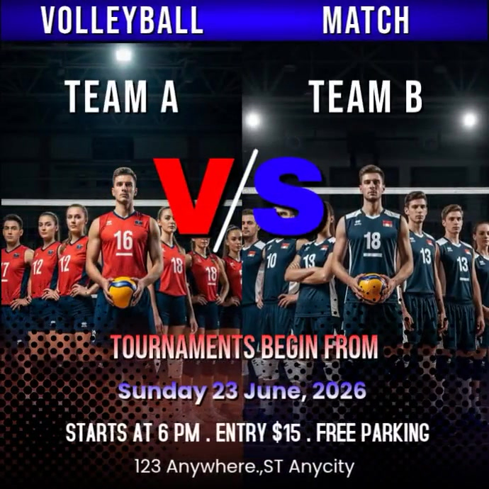 List-based Volleyball Match Template | PosterMyWall