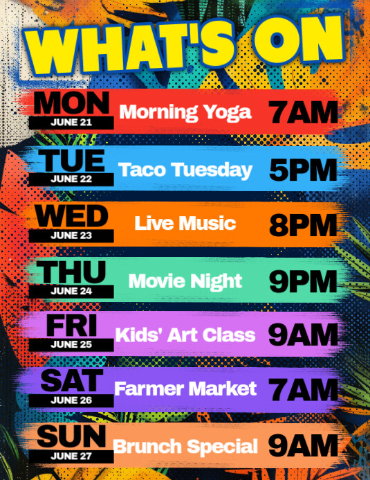 Copy of List-based What;s On Flyer (us Letter) | PosterMyWall