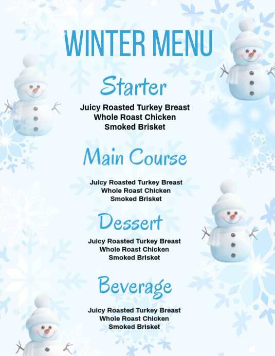 Copy of List-based Winter Menu Template Design Flyer (us Letter) | PosterMyWall