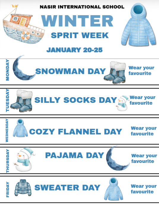 List-based Winter Spirit week Template | PosterMyWall