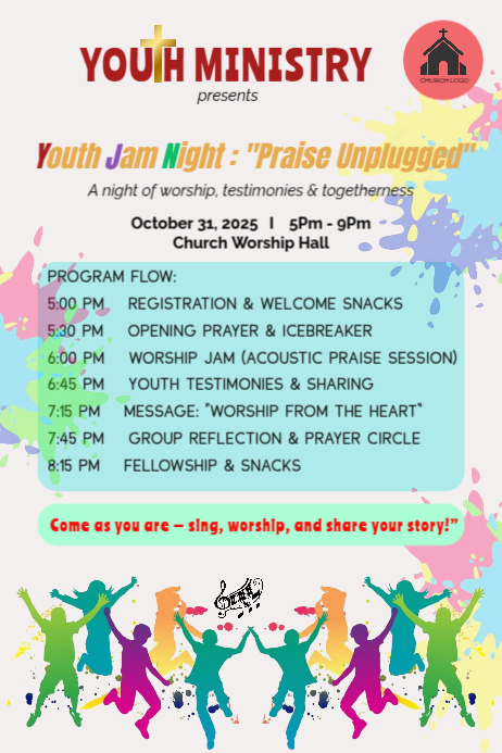 List-based Youth Ministry Poster Template | PosterMyWall