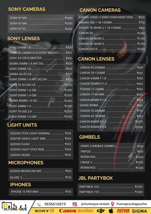 Plantilla de List of items and rates | PosterMyWall
