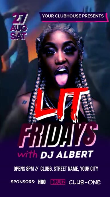 Plantilla de LIT FRIDAY'S NIGHT PARTY FLYER POSTER | PosterMyWall