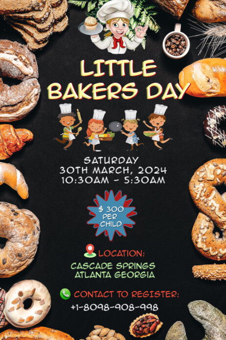 Little Baker Kids outdoor cooking event flyer | PosterMyWall