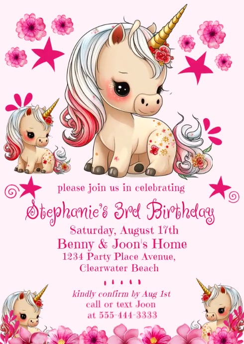 Little Girl's Birthday Party Invitation Template | PosterMyWall