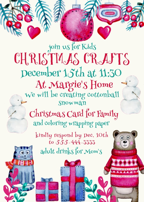 Little Kids Christmas Crafts Invitation Templat | PosterMyWall
