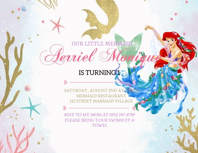 Little Mermaid Invitation by: Aerriane Grace Template | PosterMyWall