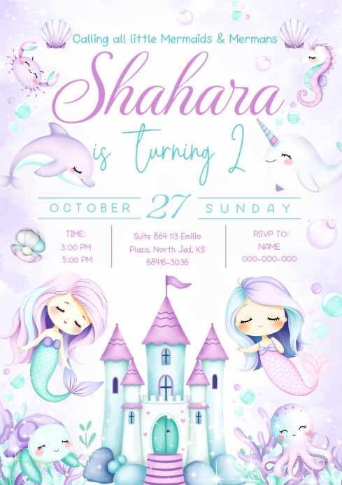 Little Mermaid Invitation Template | PosterMyWall