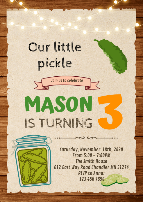 Copy of Little Pickle birthday party invitation | PosterMyWall