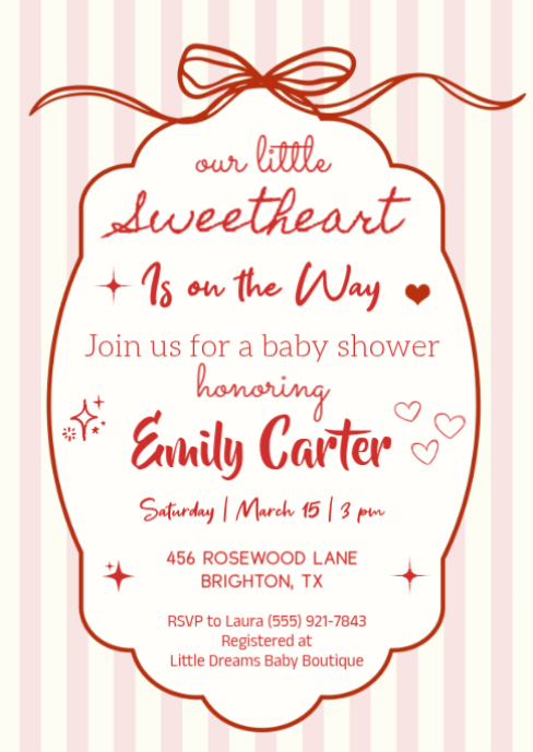 Little Sweetheart Baby Shower Invitation Template | PosterMyWall