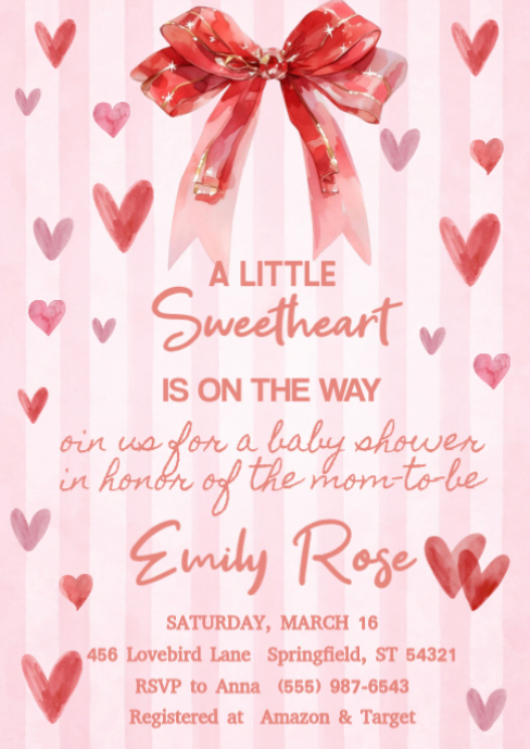 Little Sweetheart Baby Shower Invitation Template | PosterMyWall