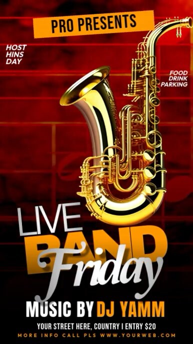Live Band Friday Night Party Video Template | PosterMyWall