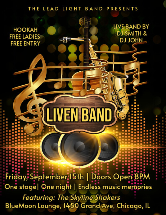 Live band Music performance night friday event concert promotion ...