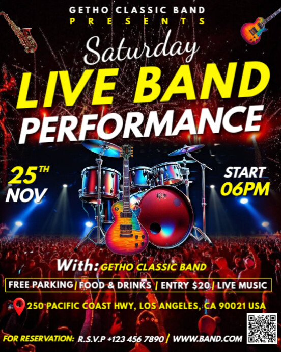 Live Band Music Performance Printable Instagram Portrait Template ...