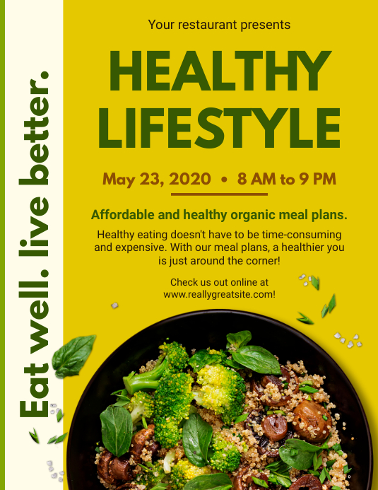 Live Better Healthy Lifestyle Restaurant Flye Template | PosterMyWall