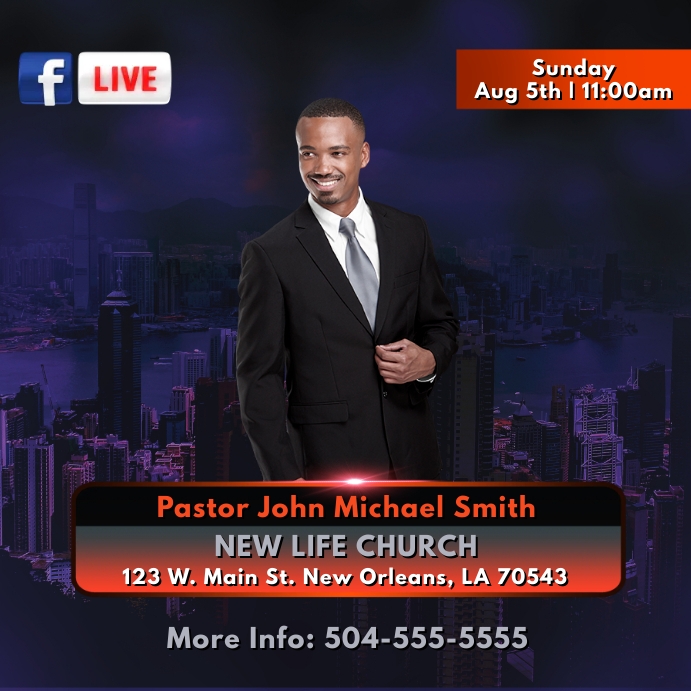 Copy of LIVE CHURCH FLYER TEMPLATE | PosterMyWall