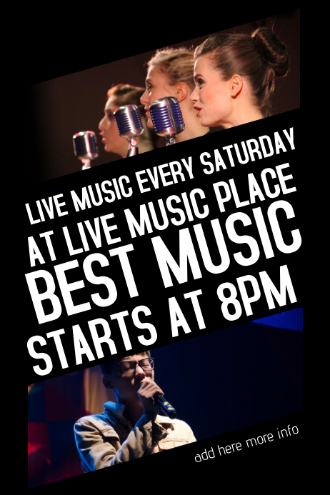 live music concert band event poster template - black | PosterMyWall