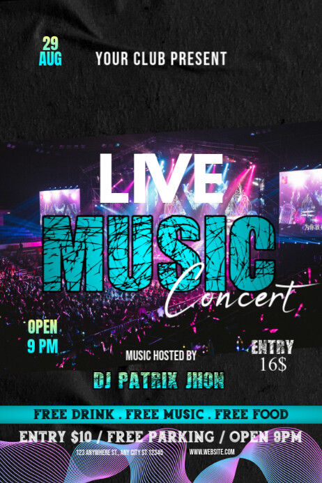 Live music concert poster Template | PosterMyWall