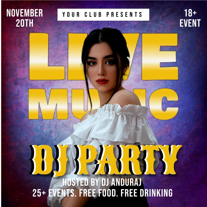 Live Music Dj Party Template | PosterMyWall