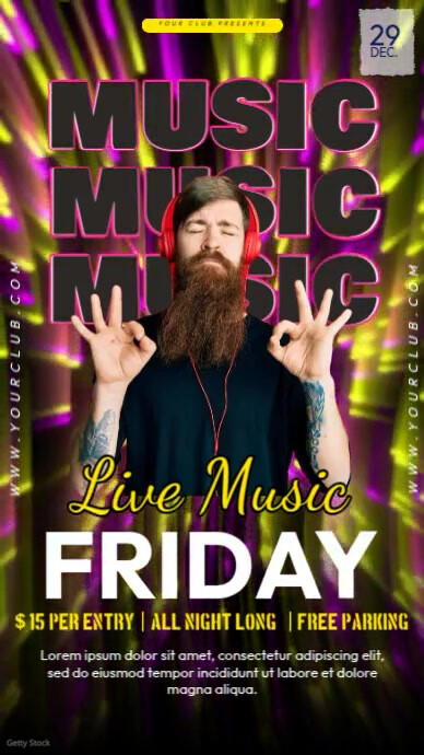 Plantilla de Live Music Friday Video | PosterMyWall
